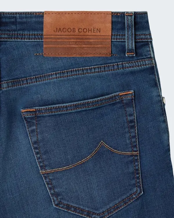 Jacob Cohen Heren Broek Pant 5 Pkt Super Slim Fit Nick Slim Medium Blauw