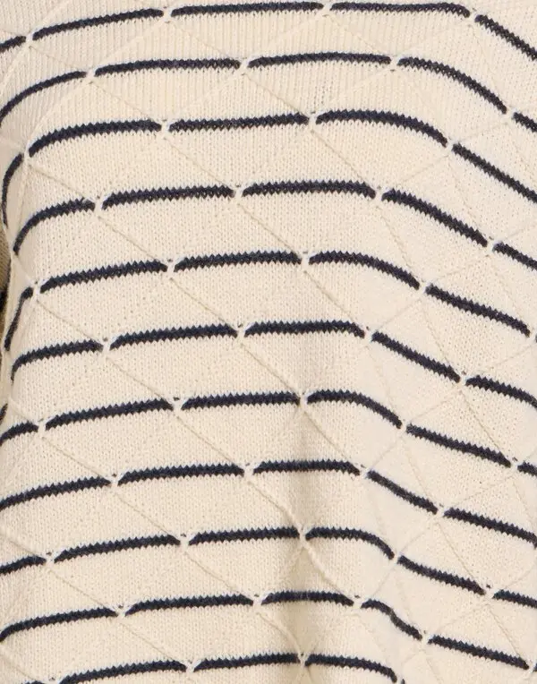 MAXCO. Max&co. Striped Knit High Neck Long Sleeve Top With Button Details