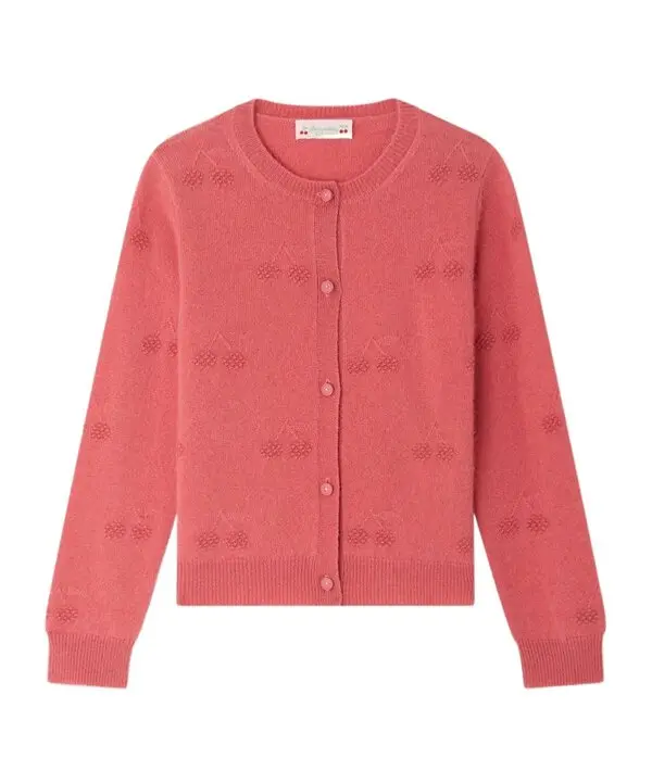 Bonpoint Manon Raspberry Cashmere Cardigan - Of Raspberry