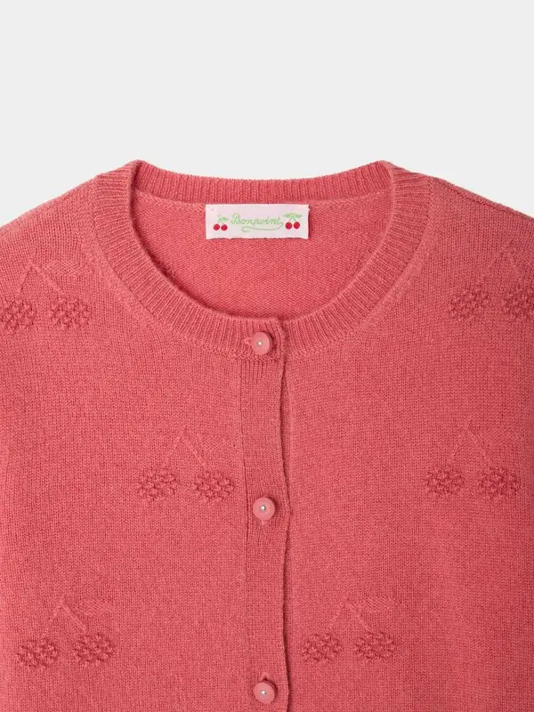Bonpoint Manon Raspberry Cashmere Cardigan