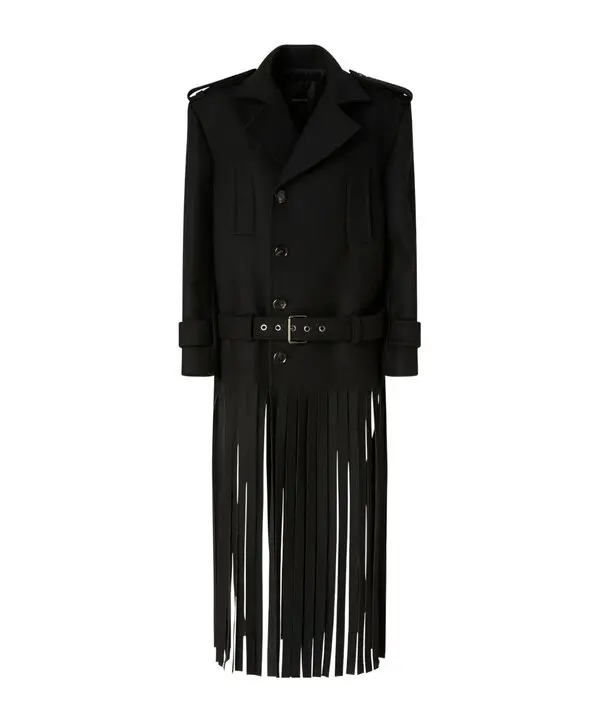 Pinko Wool-blend Fringed Coat - Black