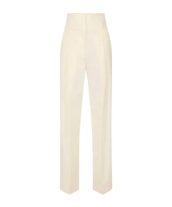Elisabetta Franchi Trousers In Gabardine Fabric - Ivory