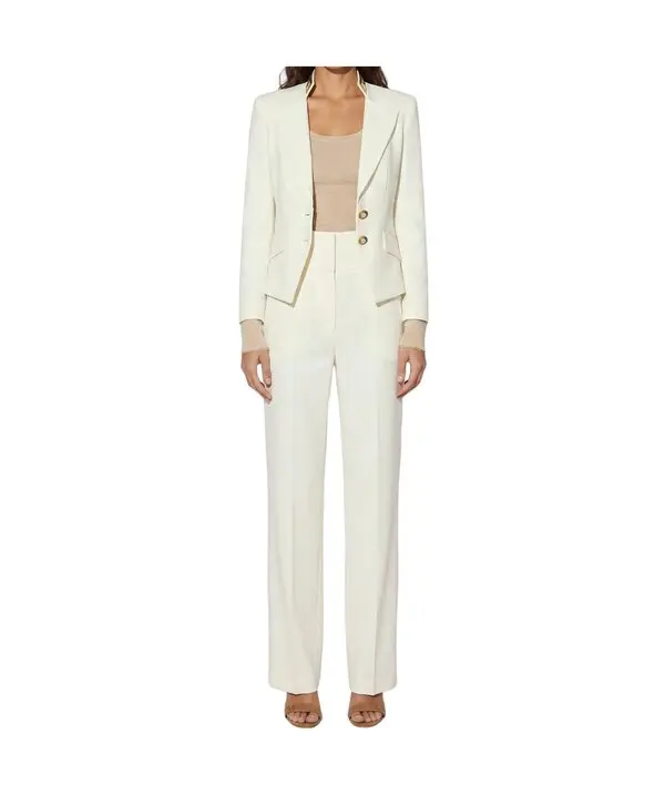 Elisabetta Franchi Gabardine Fabric High-waisted Wide-leg Trousers