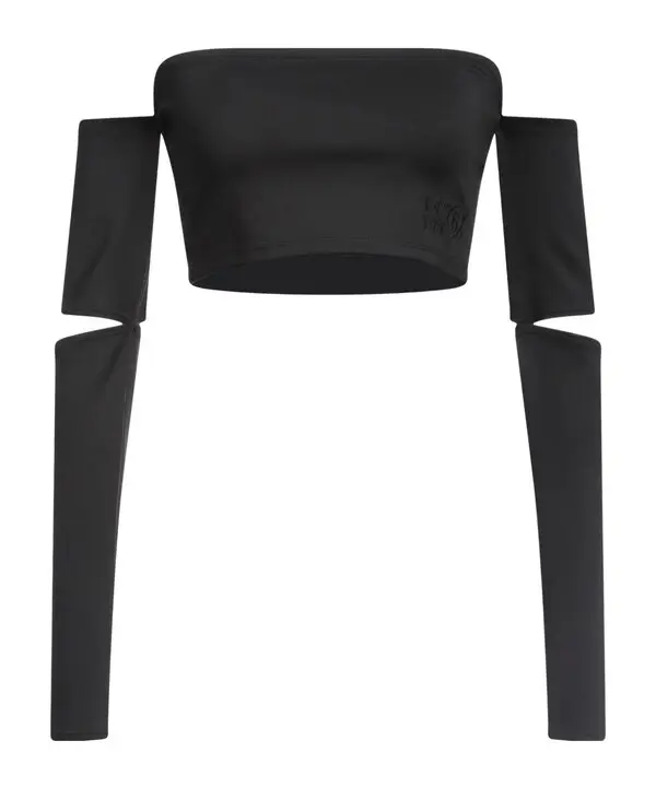MAISON MARGIELA Solid-colored Form-fitting Cropped Top - Black