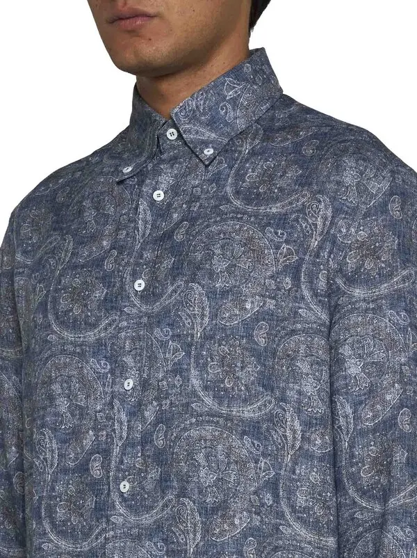 Brunello Cucinelli Graphic Printed Buttoned Shirt