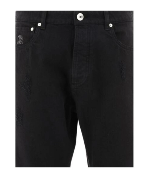 Brunello Cucinelli Distressed Straight Leg Jeans