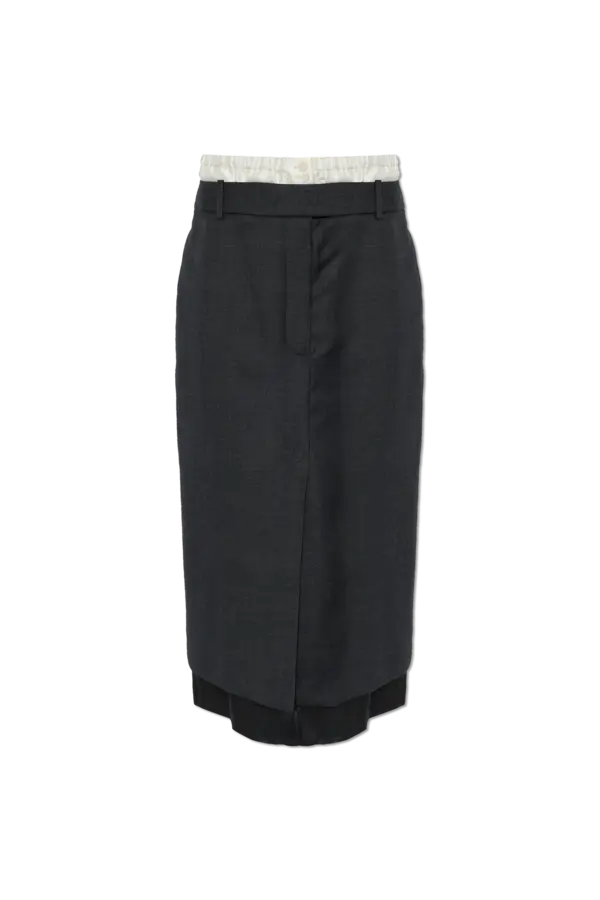 RÓHE Wool Skirt With Slit - Grey