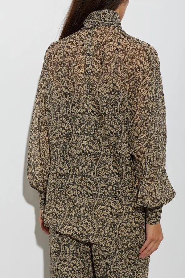 Zimmermann Patterned Top With A Stand-up Collar