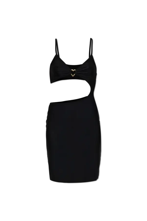 Moschino Fitted Dress With Heart Appliqué And Cut-out Detail - Black