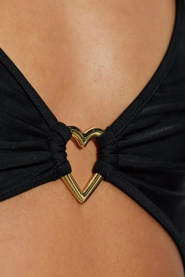 Moschino Fitted Dress With Heart Appliqué And Cut-out Detail