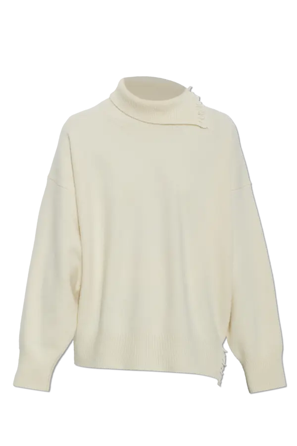 RÓHE Wool Turtleneck With Fringes - Cream