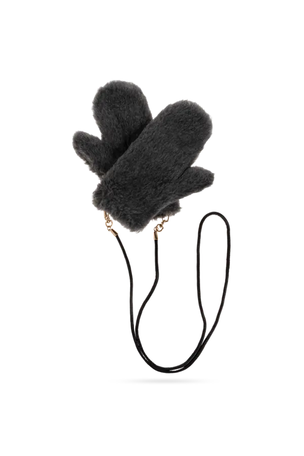 Max Mara Ombrato3 Wool And Silk Blend Mittens With Detachable Cord - Grey