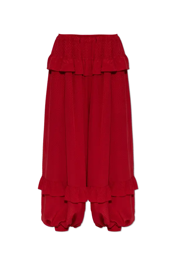 Chloé Silk Pants With Ruffles - Red
