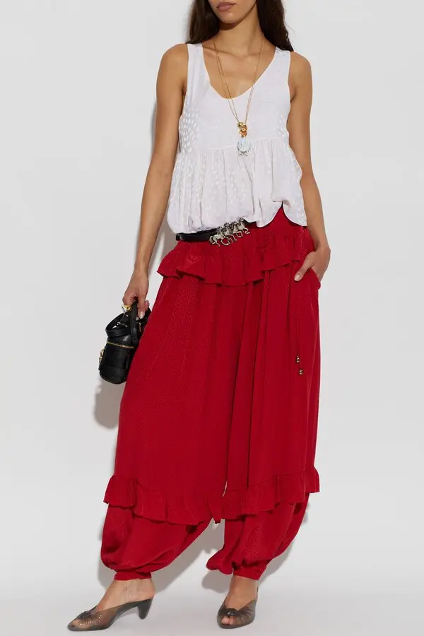 Chloé Silk Pants With Ruffles