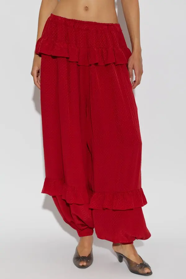 Chloé Silk Pants With Ruffles