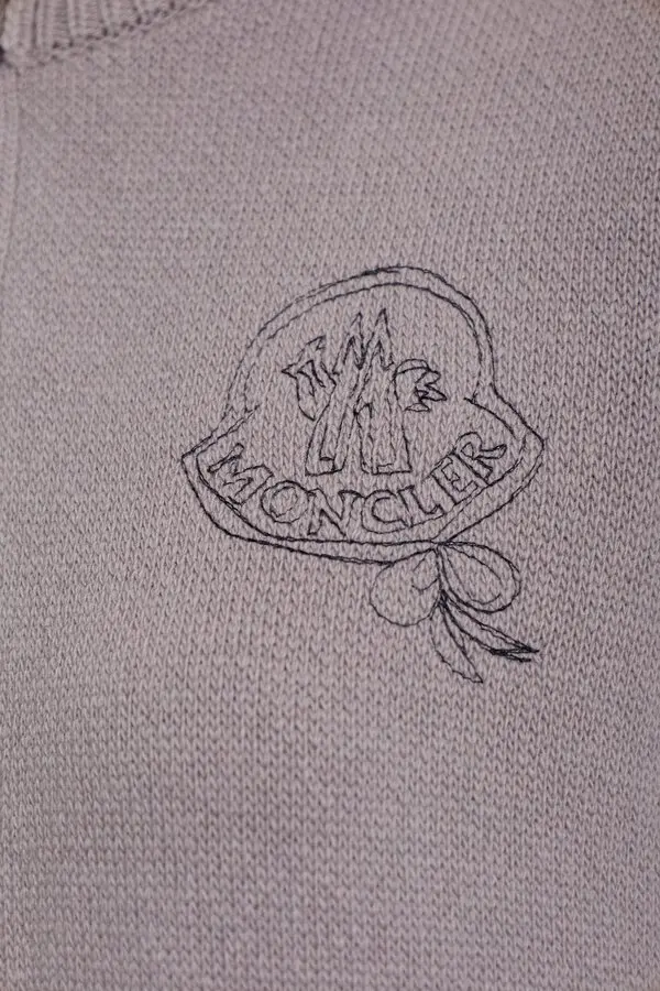 Moncler Wool Cardigan With Embroidered Logo