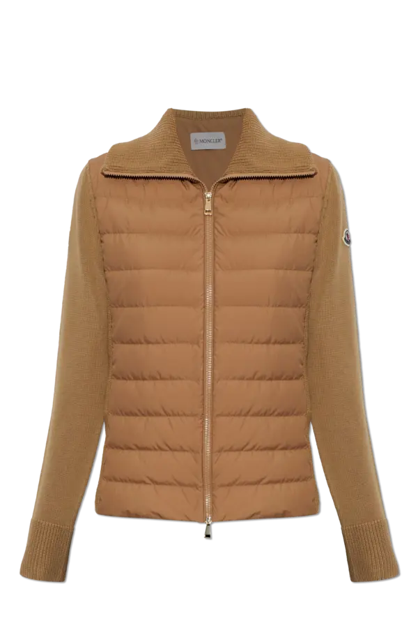 Moncler Cardigan With Quilted Front - Brown