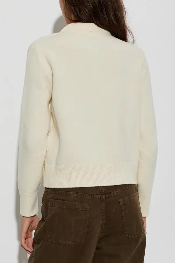 Moncler Wool Cardigan With Embroidered Logo