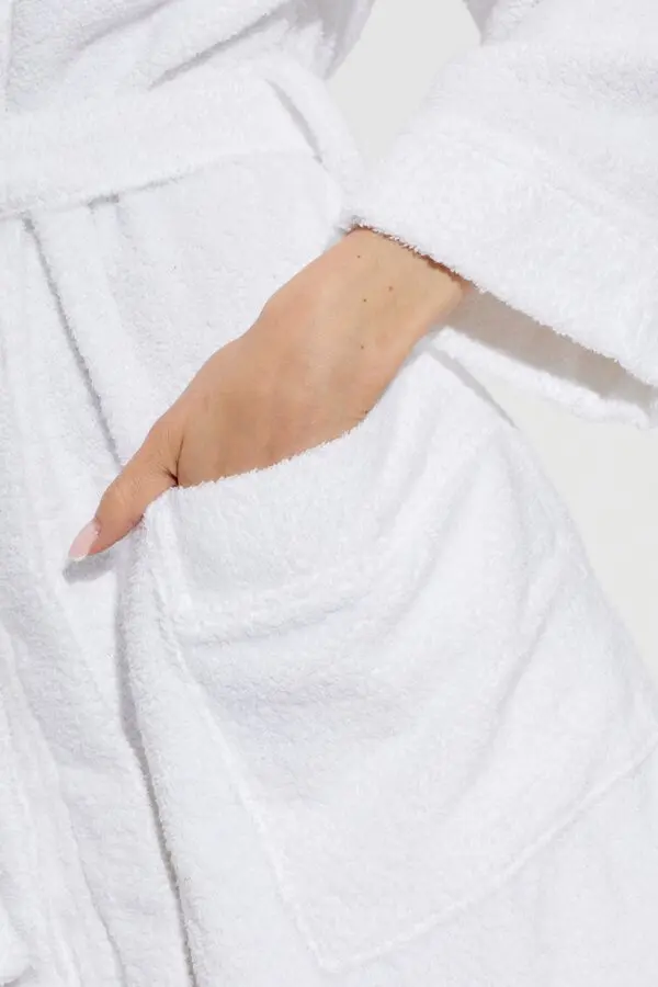 Moschino Hooded Cotton Terry Robe With Logo Detail