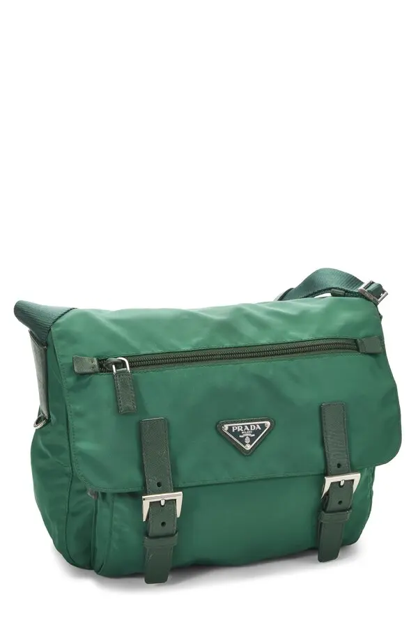 Prada Nylon Double Buckle Flap Messenger Bag
