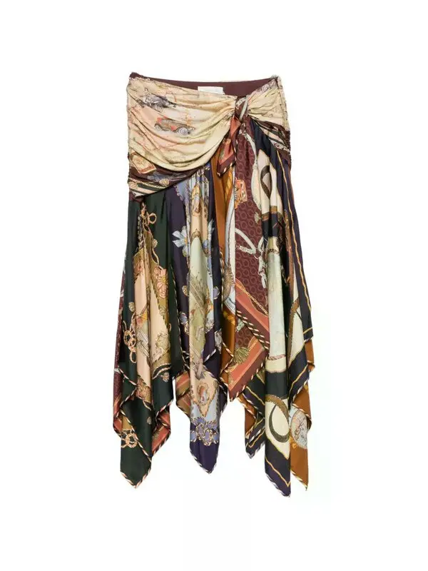 Zimmermann Spliced Scarf Handkerchief-hem Skirt - Brown