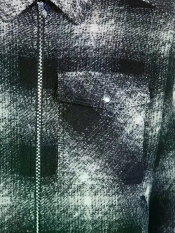Moncler Check Zip-up Shirt Jacket - Black