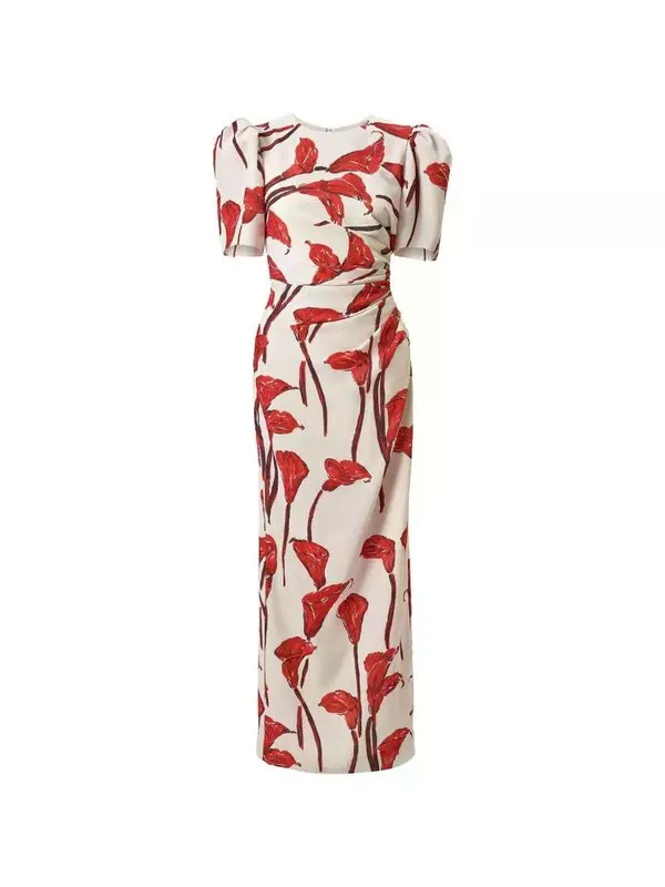 Carolina Herrera Floral-print Puff-sleeve Maxi Dress - Neutrals
