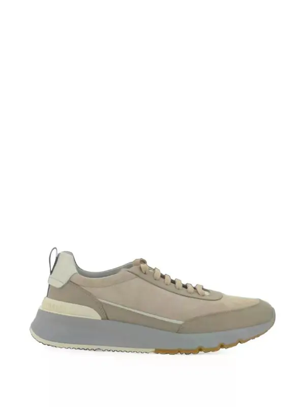 Brunello Cucinelli Logo-embossed Lace-up Sneakers In Oat - Neutrals