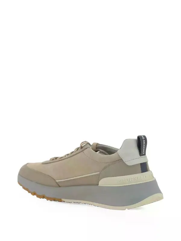 Brunello Cucinelli Logo-embossed Lace-up Sneakers In Oat