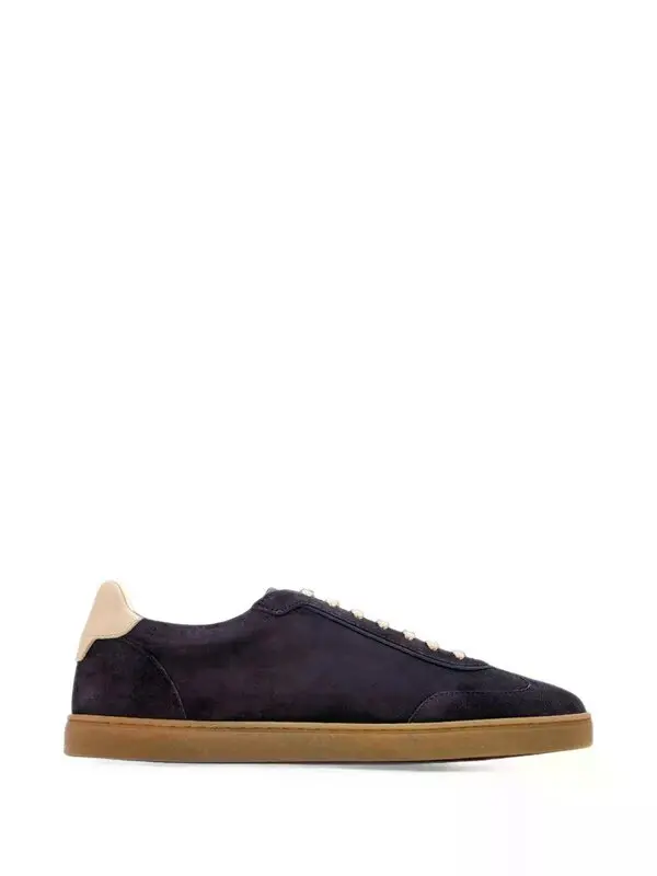 Brunello Cucinelli Navy Suede Lace-up Sneakers