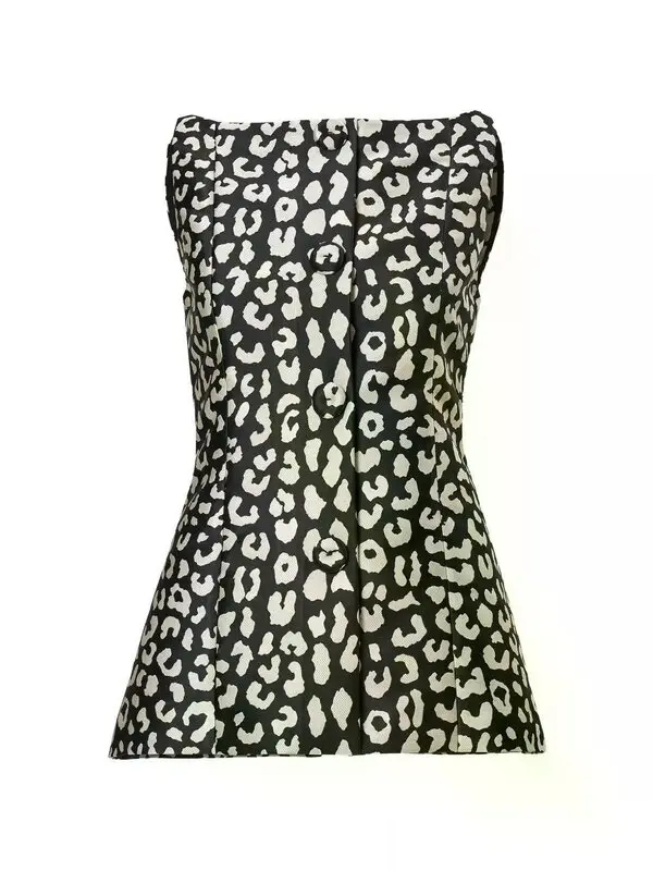 Carolina Herrera Leopard-print Boat-neck Top - Black