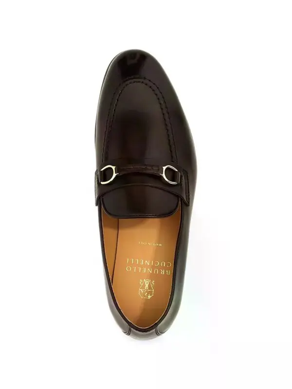 Brunello Cucinelli Leather Horsebit Detail Slip-on Loafers