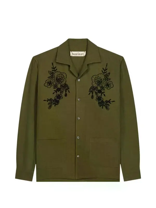 BAZISZT Celeste Floral-embroidered Shirt - Green