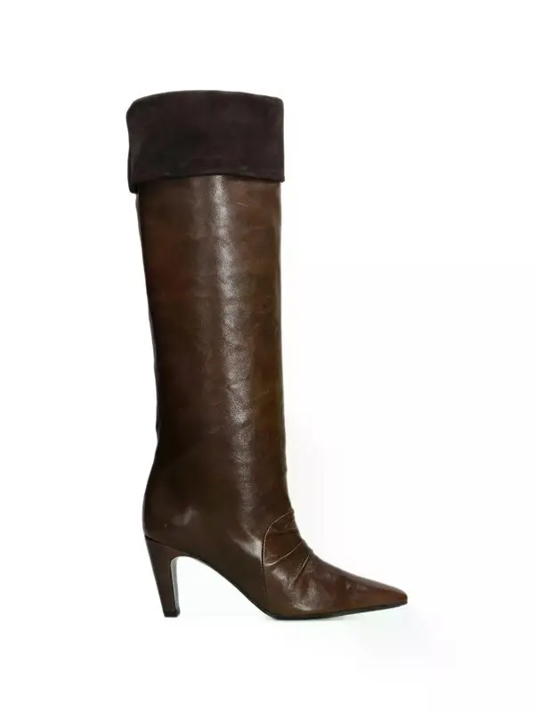 ALCHIMIA Ruched Suede-trim Boots - Brown
