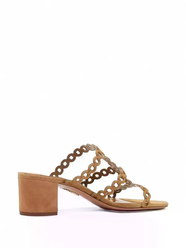 AQUAZZURA Intertwined-strap Suede Mules