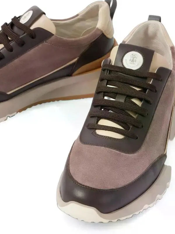 Brunello Cucinelli Leather-trimmed Suede Sneakers