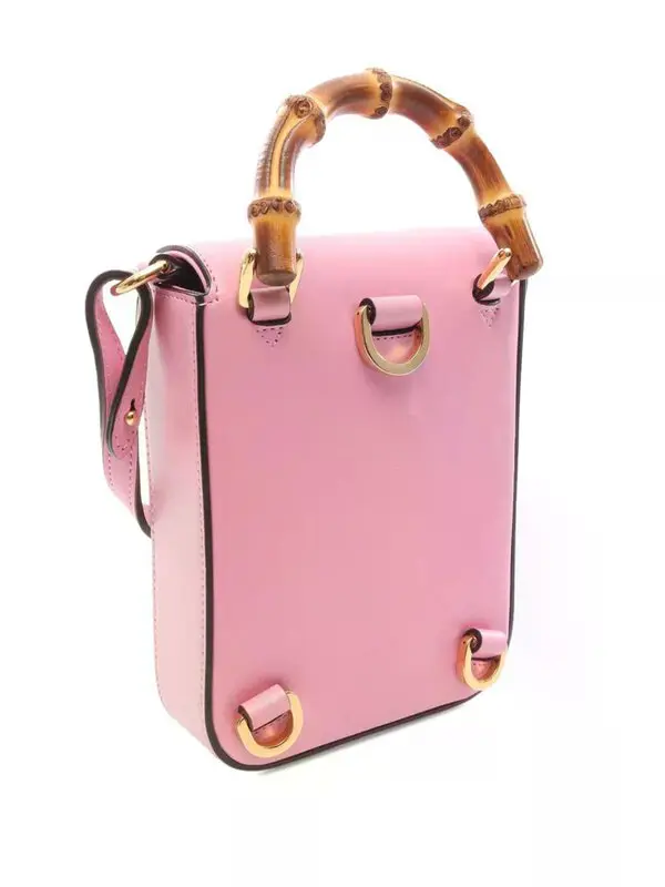 Gucci Calfskin Bamboo Top Handle Bag Satchel - Pink