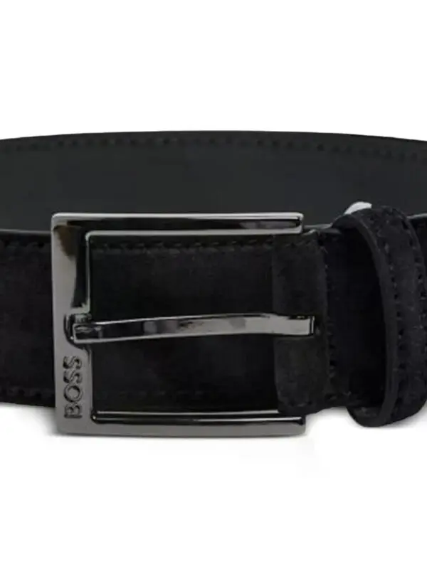 BOSS Suede-finish Buckle Belt - Black