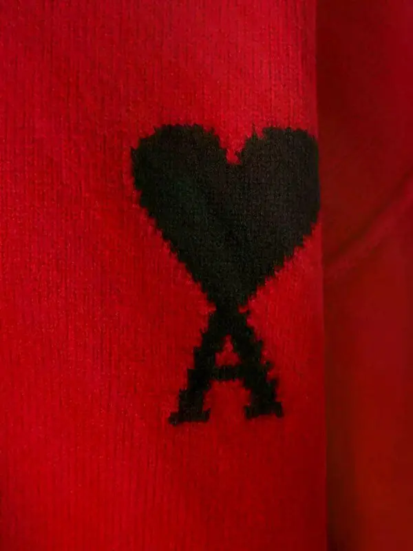 AMI Paris De Coeur Merino Wool Polo Sweater