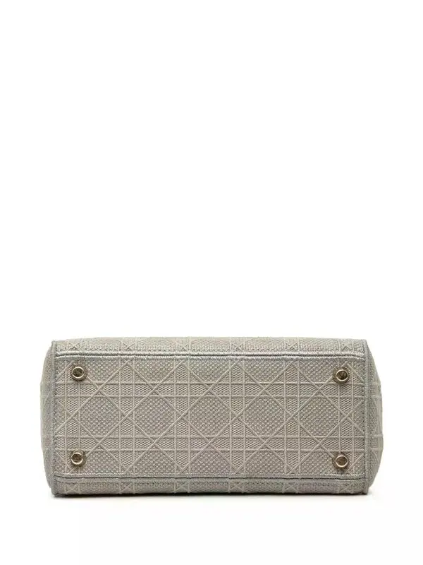 Dior 2020 Medium Embroidered Canvas Cannage Lady D Lite Satchel