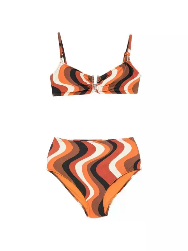 DAZE DAYZ Abstract Print U-ring Bikini - Brown