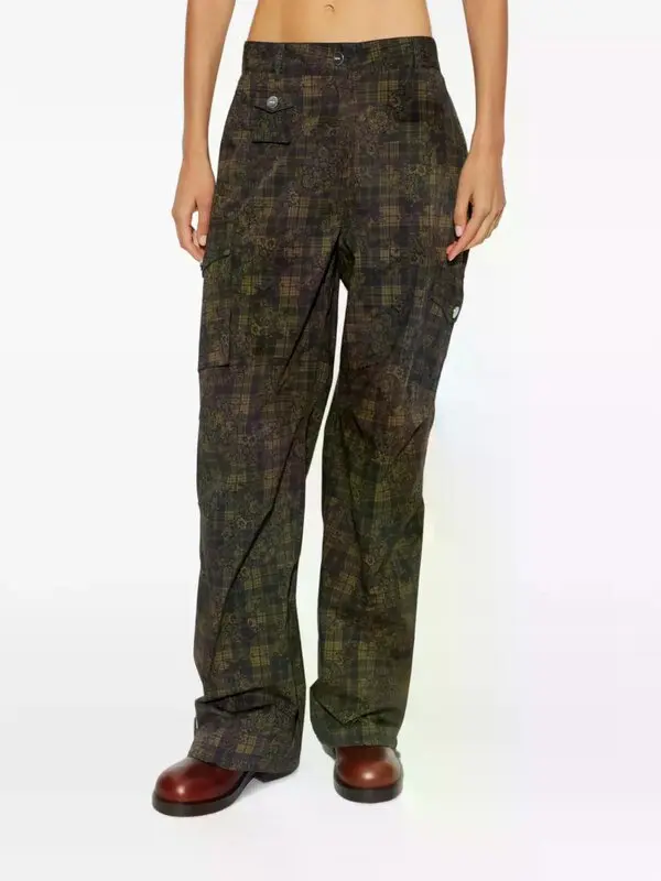 GANNI Floral-print Check Cargo Pants