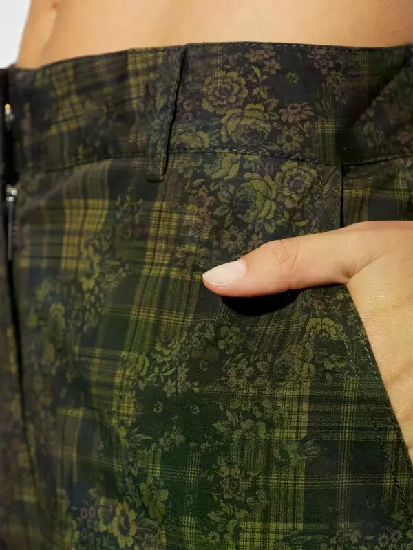 GANNI Floral-print Check Cargo Pants