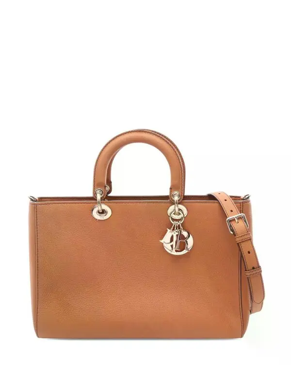 Dior 2010-2026 Large Grained Calfskin Lady D Sire Satchel - Brown