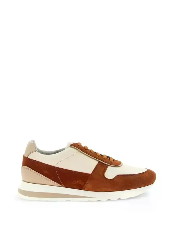 Brunello Cucinelli Panelled Leather And Suede Sneakers - Neutrals