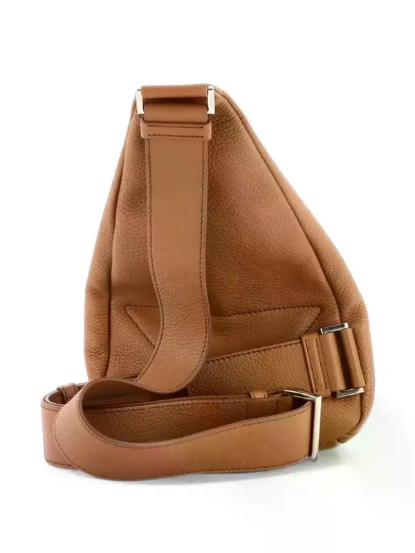 Prada Triangle Logo Sling Bag Leather Backpack - Brown