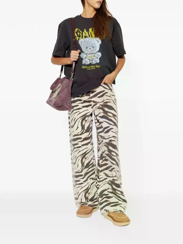 GANNI Graphic-print T-shirt - Grey