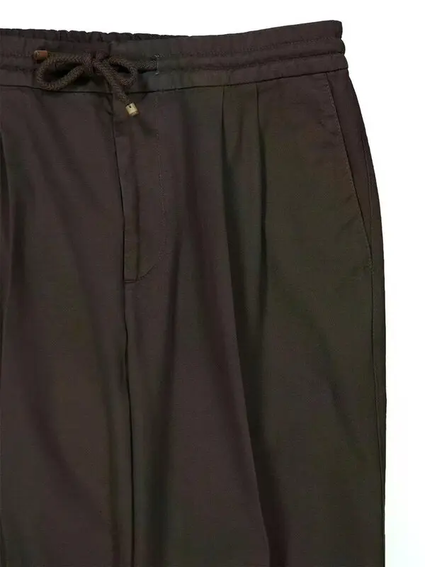 Brunello Cucinelli Garment-dyed Twisted Cotton Gabardine Trousers With Drawstring And Double Pleats - Brown