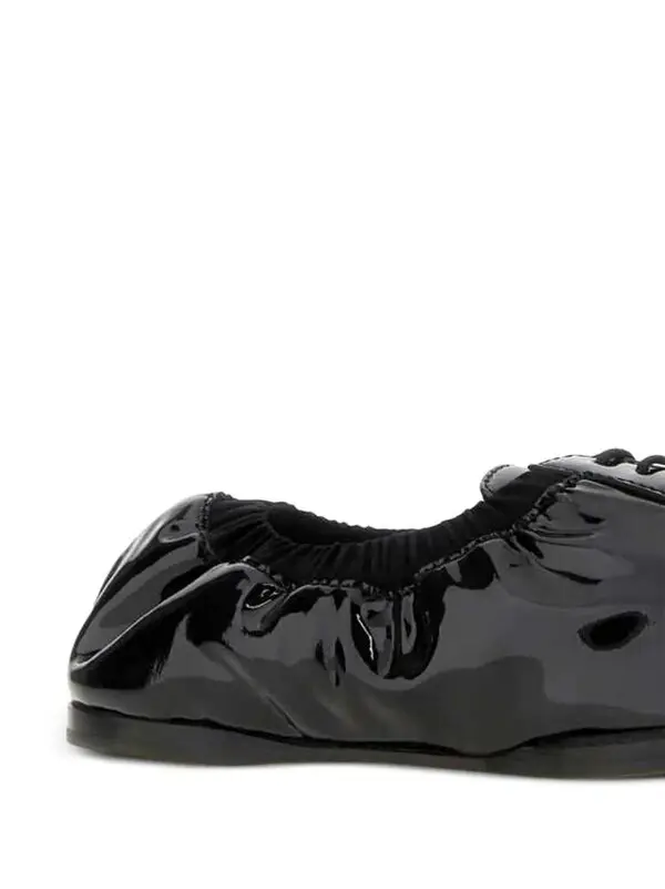 Moschino Patent Leather Ruched Derby Shoes - Black