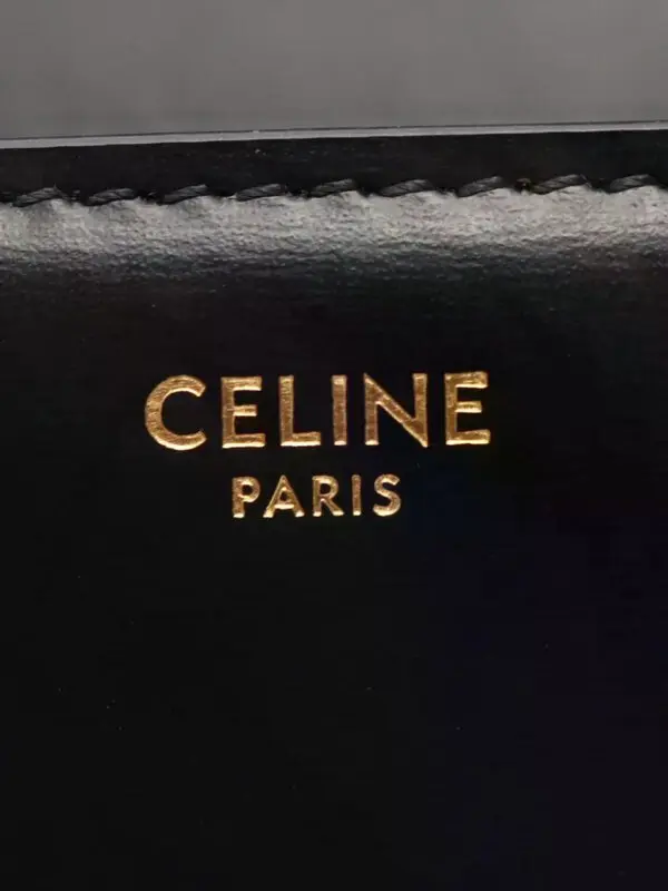 Celine Shiny Calfskin Triomphe Crossbody Bag - Black